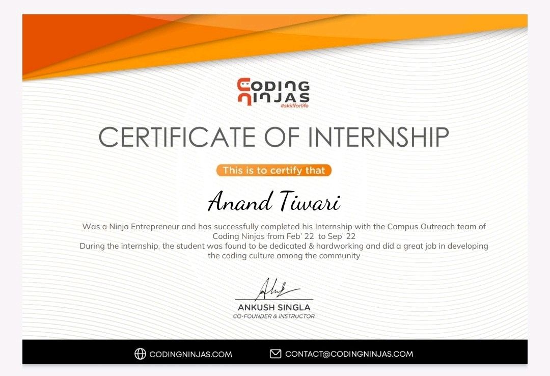 Anand Tiwari on LinkedIn: #codingninjas #ambassador #code #gfg #codechef Anand Tiwari on LinkedIn: #codingninjas #ambassador #code #gfg #codechef