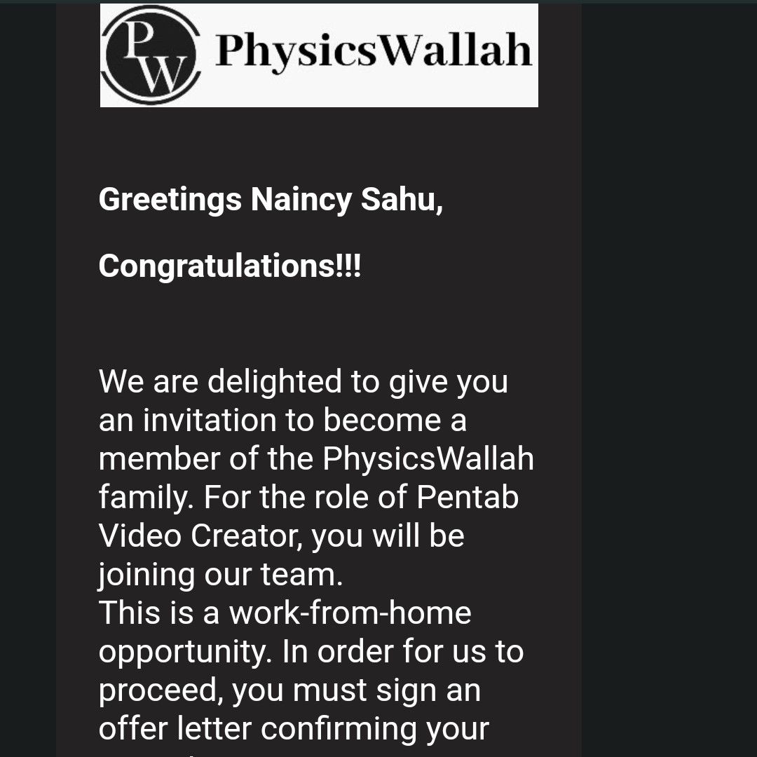 NAINCY SAHU on LinkedIn: #physicswallah NAINCY SAHU on LinkedIn: #physicswallah
