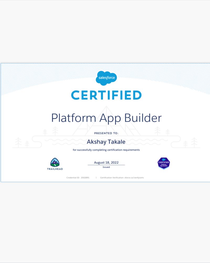 Akshay Takale on LinkedIn: #salesforcecertified #accentureindia Akshay Takale on LinkedIn: #salesforcecertified #accentureindia