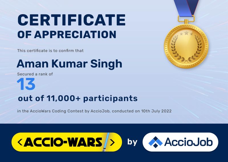 Aman kumar singh on LinkedIn: #acciojob #acciojob #codingcompetition Aman kumar singh on LinkedIn: #acciojob #acciojob #codingcompetition