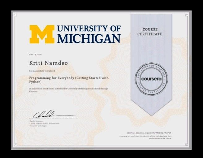 Kriti Namdeo on LinkedIn: #coursera #programming Kriti Namdeo on LinkedIn: #coursera #programming