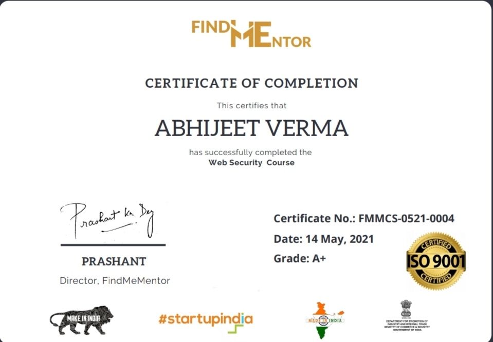 Abhijeet Verma on LinkedIn: #websecurity #course Abhijeet Verma on LinkedIn: #websecurity #course