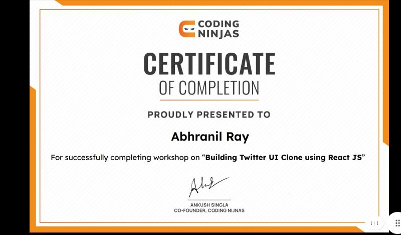 Abhranil Ray on LinkedIn: #ui #reactjs #building #codingninjas Abhranil Ray on LinkedIn: #ui #reactjs #building #codingninjas