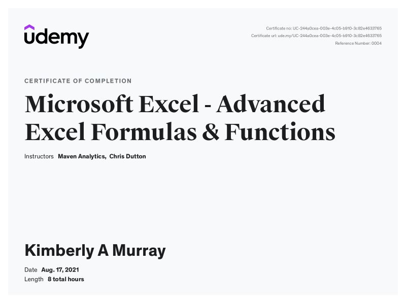 Kimberly Murray on LinkedIn: Microsoft Excel - Advanced Excel Formulas ... Kimberly Murray on LinkedIn: Microsoft Excel - Advanced Excel Formulas ...