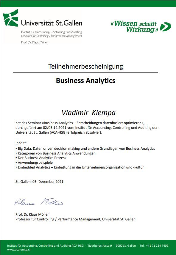 Vladimir Klempa on LinkedIn: #businessanalytics #hsg #amag Vladimir Klempa on LinkedIn: #businessanalytics #hsg #amag