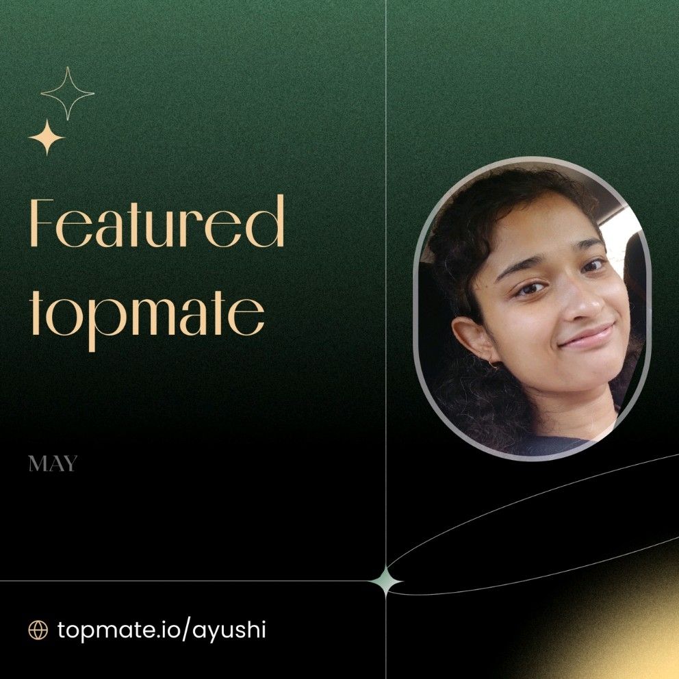Ayushi Sharma on LinkedIn: #topmate #coding #community | 33 comments Ayushi Sharma on LinkedIn: #topmate #coding #community | 33 comments