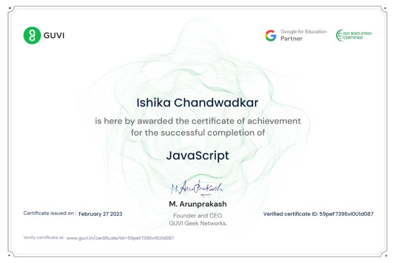 Ishika Chandwadkar on LinkedIn: #javascript #ai #event Ishika Chandwadkar on LinkedIn: #javascript #ai #event