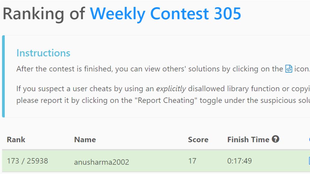 Anu Sharma on LinkedIn: #leetcode #dsa #coding #contest # ... Anu Sharma on LinkedIn: #leetcode #dsa #coding #contest # ...