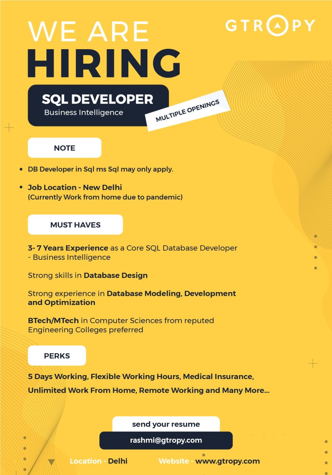 GTROPY on LinkedIn: #hiring #urgenthiring #sqldeveloper # ... GTROPY on LinkedIn: #hiring #urgenthiring #sqldeveloper # ...