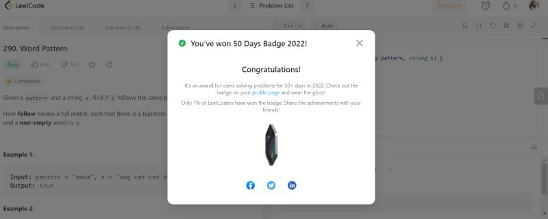 Pallavi Singh on LinkedIn: Received 50 Days Badge from Leetcode for ... Pallavi Singh on LinkedIn: Received 50 Days Badge from Leetcode for ...