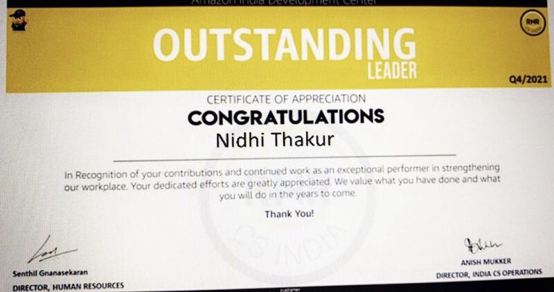 Nidhi Thakur on LinkedIn: #proudamazonian #work #leadership Nidhi Thakur on LinkedIn: #proudamazonian #work #leadership