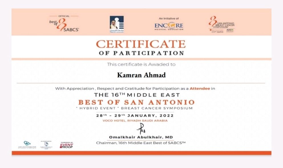kamran Ahmad on LinkedIn: #breastcancer #symposium kamran Ahmad on LinkedIn: #breastcancer #symposium