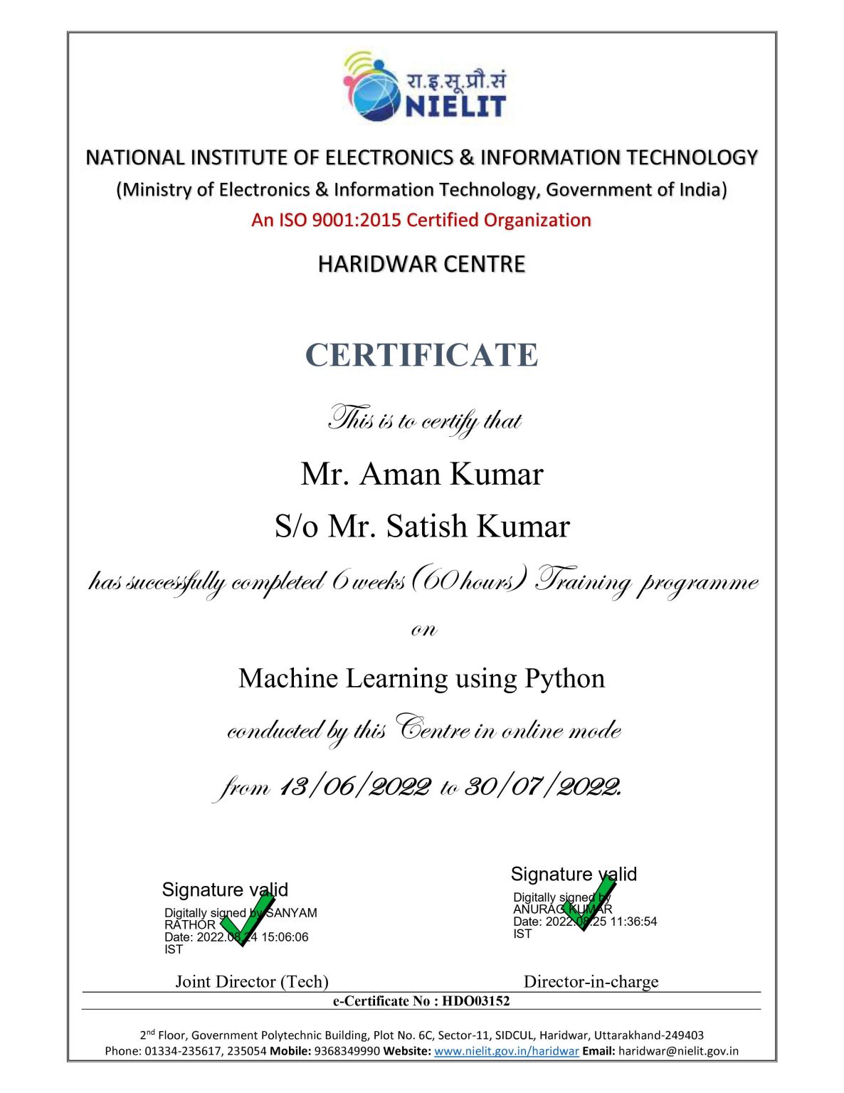 AMAN KUMAR on LinkedIn: #machinelearning #python #nielit AMAN KUMAR on LinkedIn: #machinelearning #python #nielit