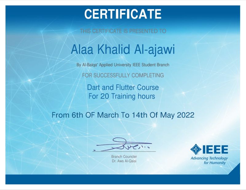 Alaa Al-ajawi on LinkedIn: #flutter #ieee Alaa Al-ajawi on LinkedIn: #flutter #ieee