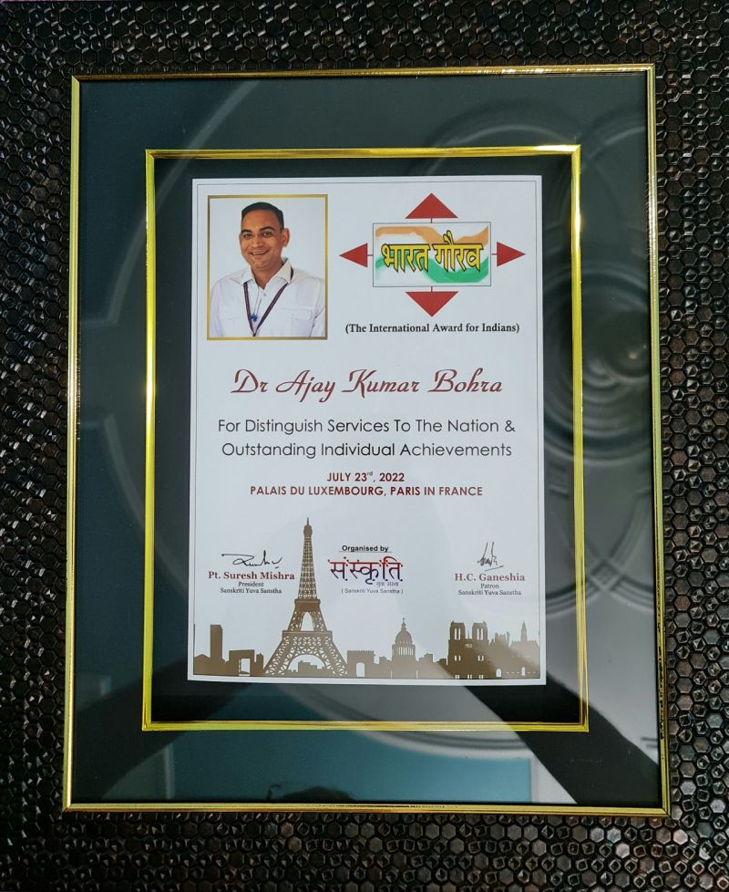 Dr. Ajay Kumar Bohra on LinkedIn: I got Bharat Gourav Award in France ... Dr. Ajay Kumar Bohra on LinkedIn: I got Bharat Gourav Award in France ...