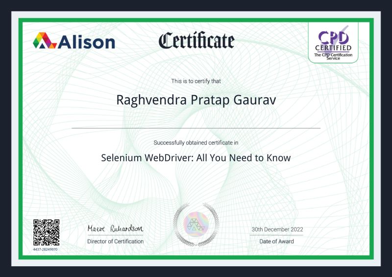 Raghvendra Pratap Gaurav on LinkedIn: #selenium #seleniumautomation # ... Raghvendra Pratap Gaurav on LinkedIn: #selenium #seleniumautomation # ...