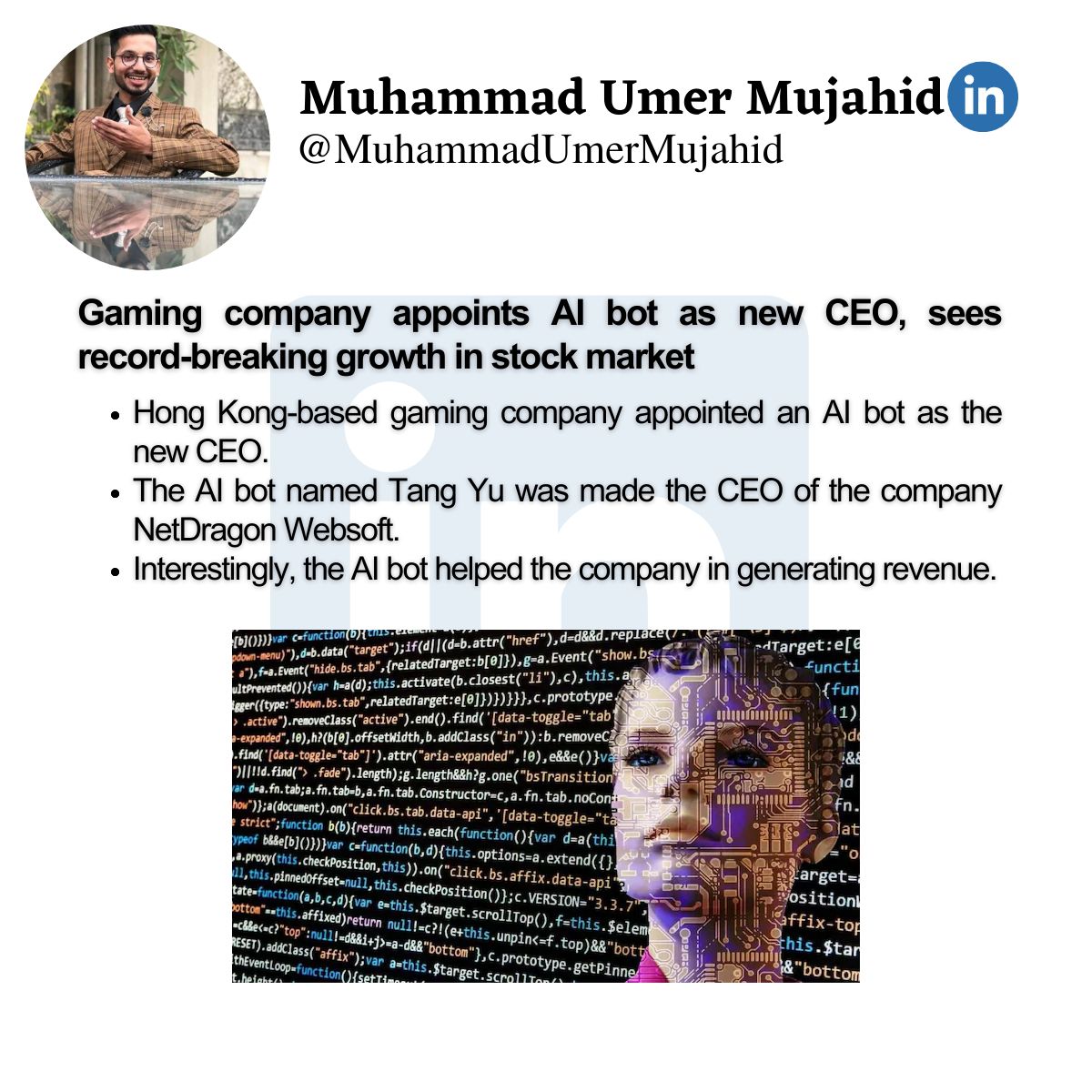 Muhammad Umer Mujahid on LinkedIn: #gpt #ceo #bot #ai # ... Muhammad Umer Mujahid on LinkedIn: #gpt #ceo #bot #ai # ...