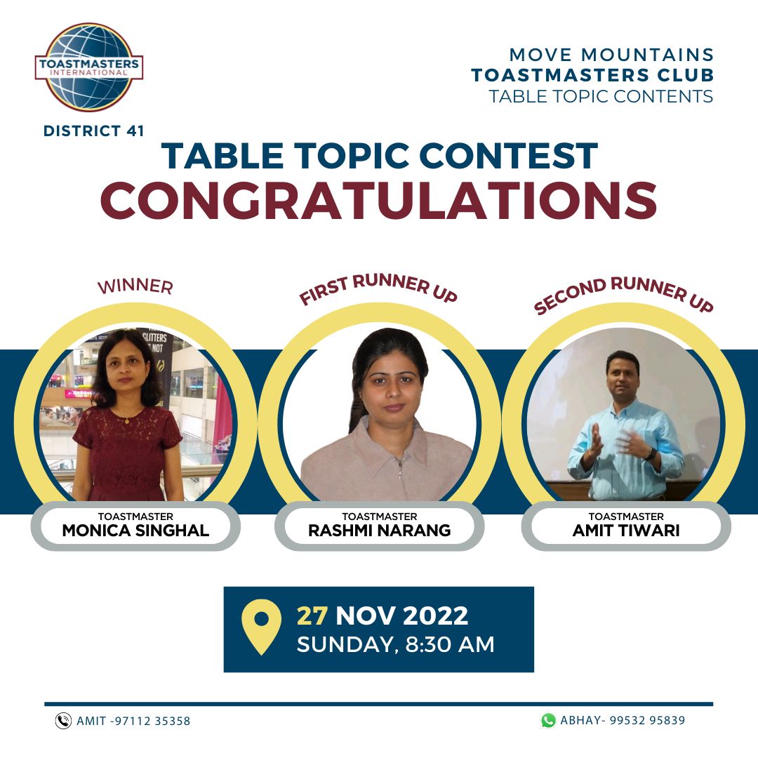 Amit Tiwari on LinkedIn: #toastmaster #impromptu #experience Amit Tiwari on LinkedIn: #toastmaster #impromptu #experience