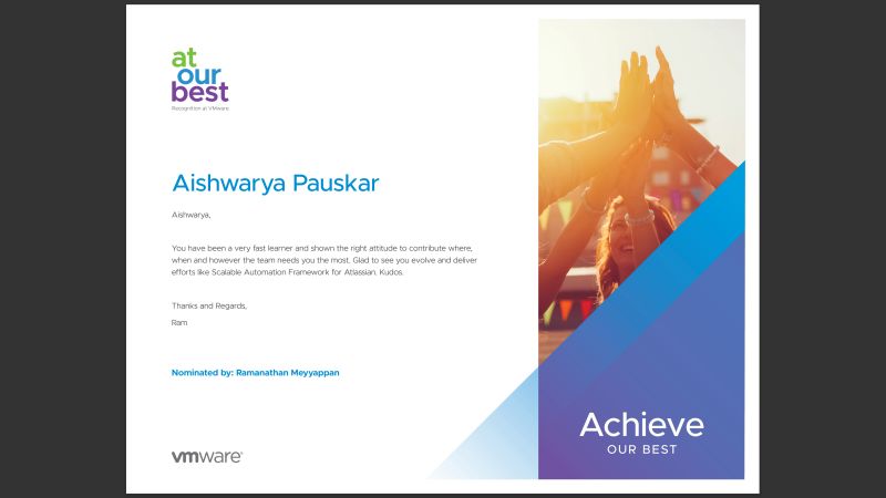 Aishwarya Pauskar on LinkedIn: #vmware #motivation #vmwarelife # ... Aishwarya Pauskar on LinkedIn: #vmware #motivation #vmwarelife # ...
