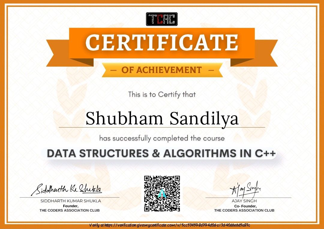 Shubham Sandilya on LinkedIn: #course #coursecompletion #dsa # ... Shubham Sandilya on LinkedIn: #course #coursecompletion #dsa # ...