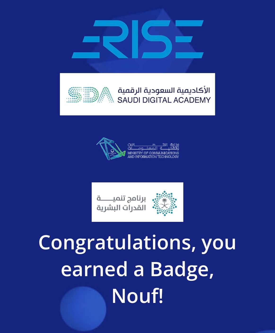 Nouf F Almutairi on LinkedIn: #udacity #sda #rise Nouf F Almutairi on LinkedIn: #udacity #sda #rise