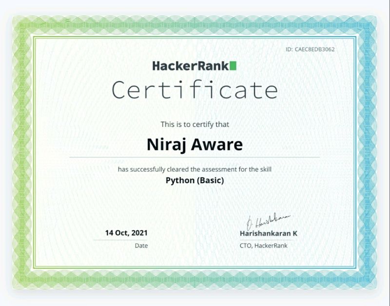 Niraj Aware on LinkedIn: #python #hackerrank #connections Niraj Aware on LinkedIn: #python #hackerrank #connections