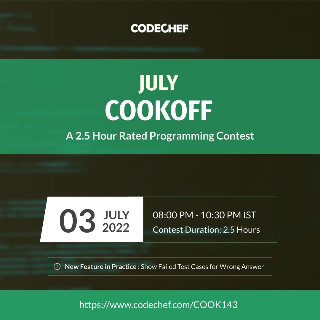 CodeChef on LinkedIn: #codechef #coding #dsa #codinglife CodeChef on LinkedIn: #codechef #coding #dsa #codinglife