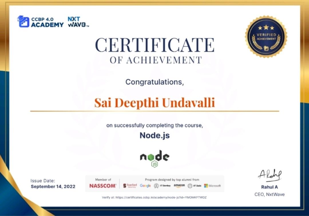 Sai Deepthi Undavalli on LinkedIn: #nodejs #backenddeveloper # ... Sai Deepthi Undavalli on LinkedIn: #nodejs #backenddeveloper # ...
