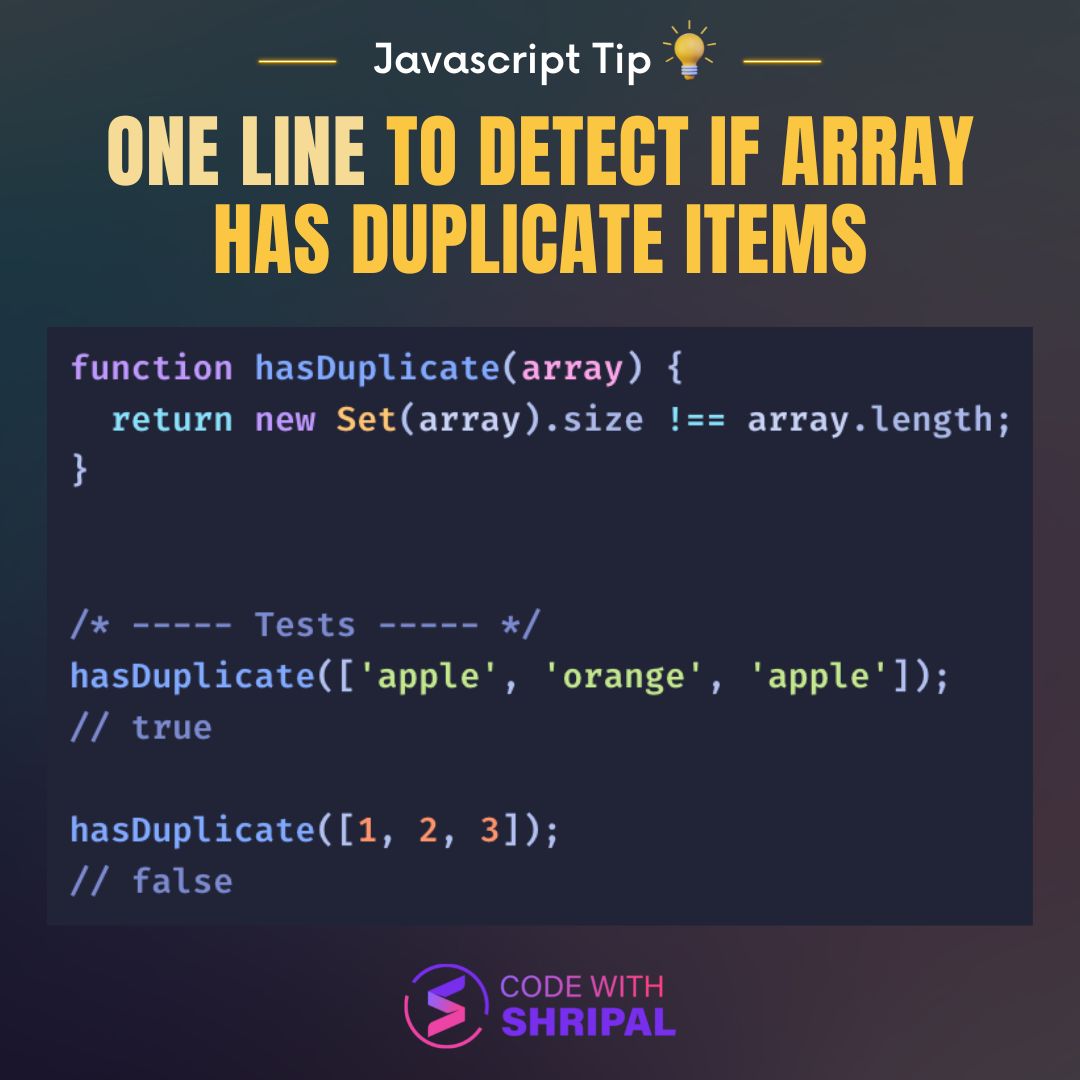 Shripal Soni on LinkedIn: Javascript Tip π‘ Do you know with just one ... Shripal Soni on LinkedIn: Javascript Tip π‘ Do you know with just one ...