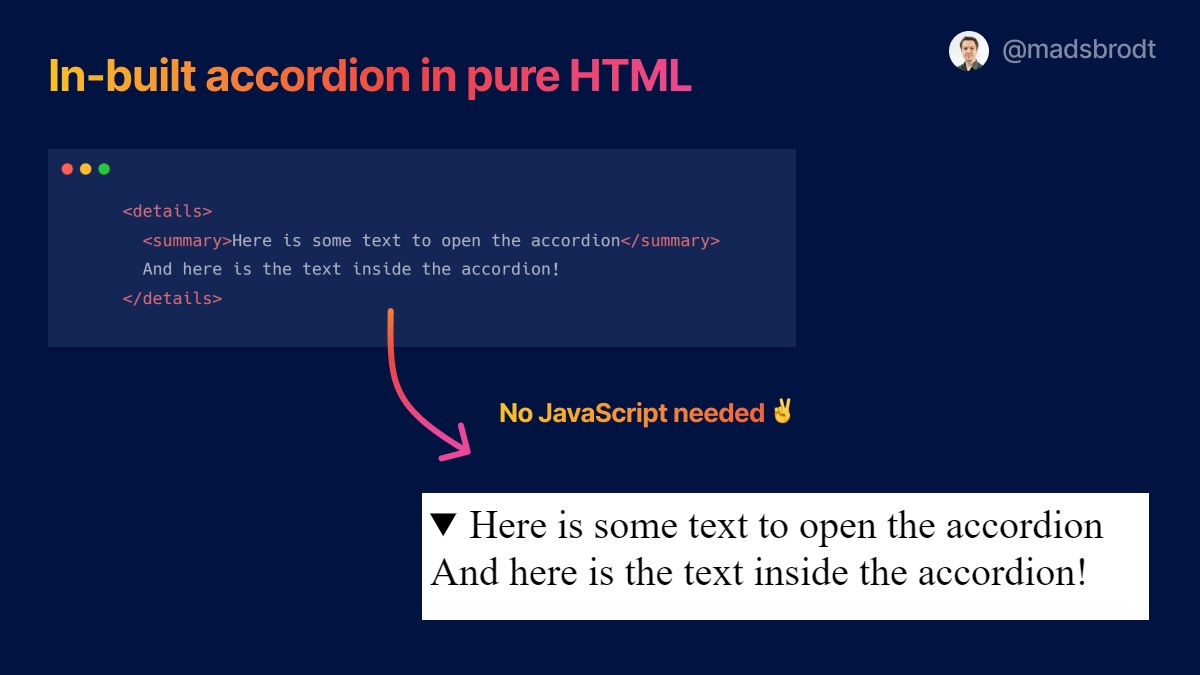 Mads Brodt on LinkedIn: 💡 Another underused HTML element you might not ... Mads Brodt on LinkedIn: 💡 Another underused HTML element you might not ...
