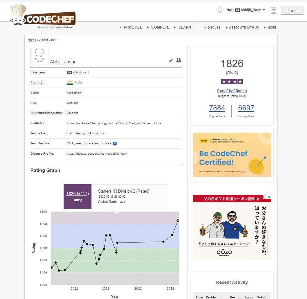 Abhijit Joshi on LinkedIn: #codechef #competitiveprogramming #dsa | 11 ... Abhijit Joshi on LinkedIn: #codechef #competitiveprogramming #dsa | 11 ...