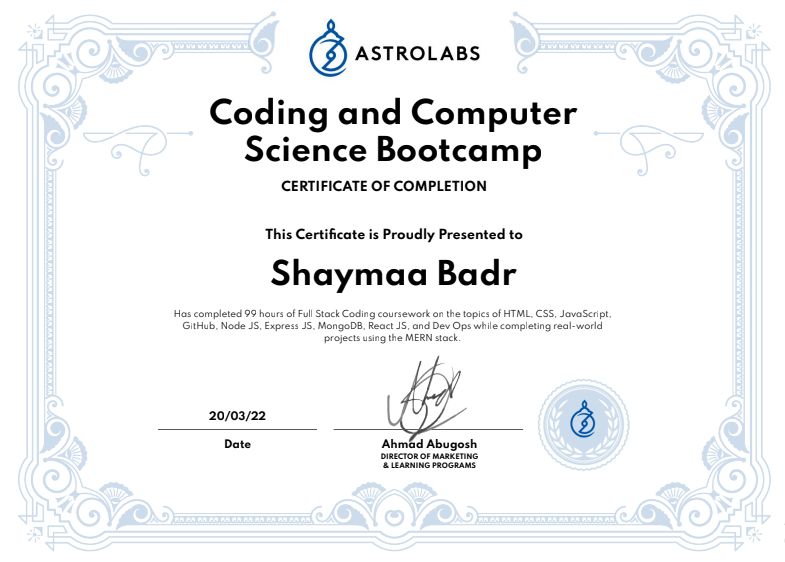 Shaymaa Badr on LinkedIn: #astrolabs #nodejs #reactjs #css #html # ... Shaymaa Badr on LinkedIn: #astrolabs #nodejs #reactjs #css #html # ...
