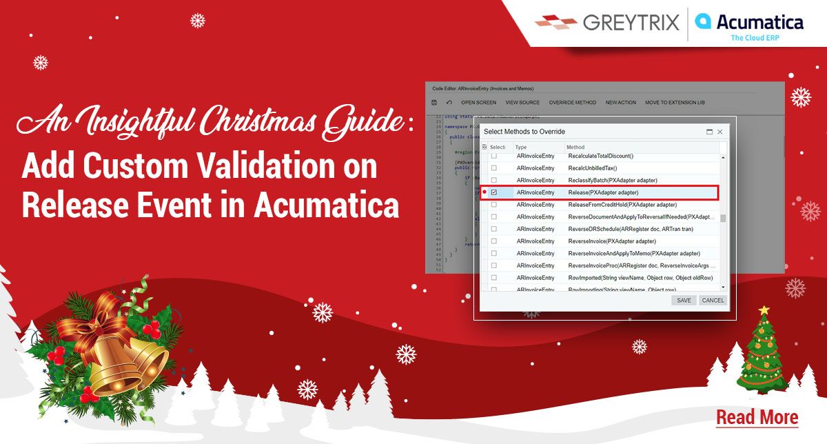 Jayesh Greytrix on LinkedIn: Acumatica - Adding custom validation on ... Jayesh Greytrix on LinkedIn: Acumatica - Adding custom validation on ...