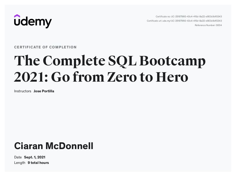 Ciarán McDonnell, Ph.D. on LinkedIn: #sql #programming #coding # ... Ciarán McDonnell, Ph.D. on LinkedIn: #sql #programming #coding # ...