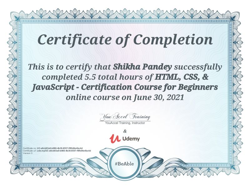 Shikha Pandey on LinkedIn: Completed HTML, CSS, & JavaScript Shikha Pandey on LinkedIn: Completed HTML, CSS, & JavaScript