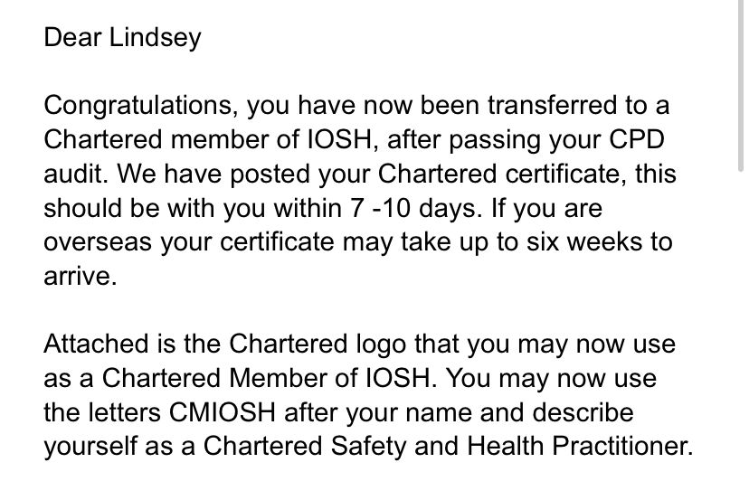 Lindsey Forman on LinkedIn: #iosh #cmiosh #chartered #bankholidaymonday ... Lindsey Forman on LinkedIn: #iosh #cmiosh #chartered #bankholidaymonday ...