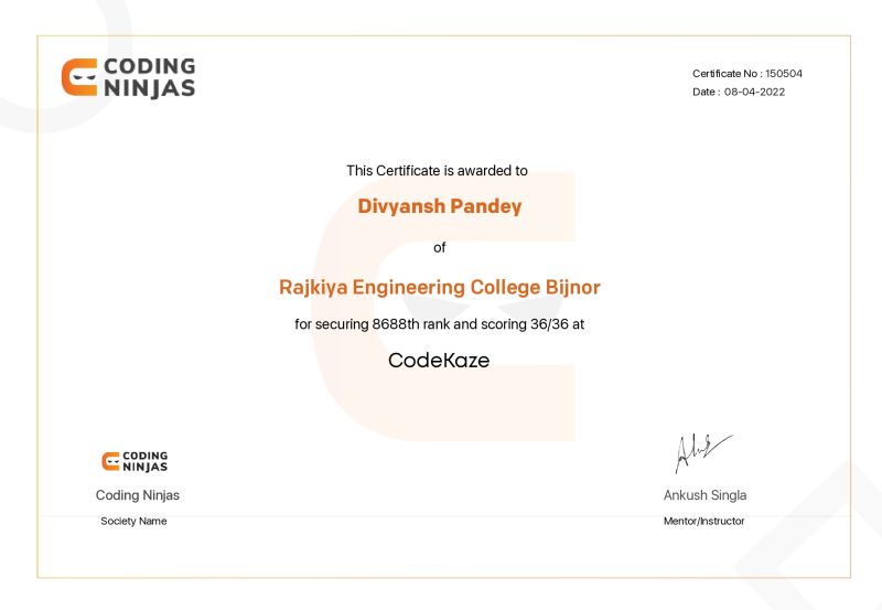 Divyansh Pandey on LinkedIn: Certificate of Coding Competition Divyansh Pandey on LinkedIn: Certificate of Coding Competition