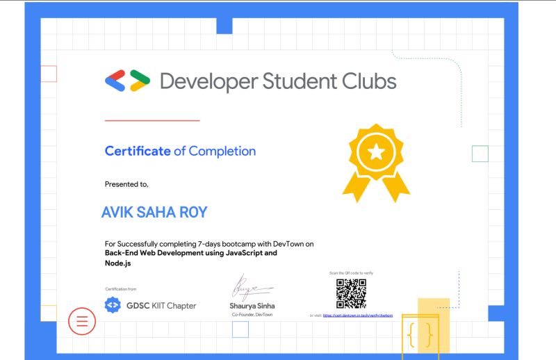 Avik Saha Roy on LinkedIn: #devtown #bootcamp #certificateofcompletion ... Avik Saha Roy on LinkedIn: #devtown #bootcamp #certificateofcompletion ...