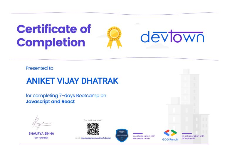 Aniket Dhatrak on LinkedIn: #devtown #gdg #javascript #reactjs #bootcamp Aniket Dhatrak on LinkedIn: #devtown #gdg #javascript #reactjs #bootcamp