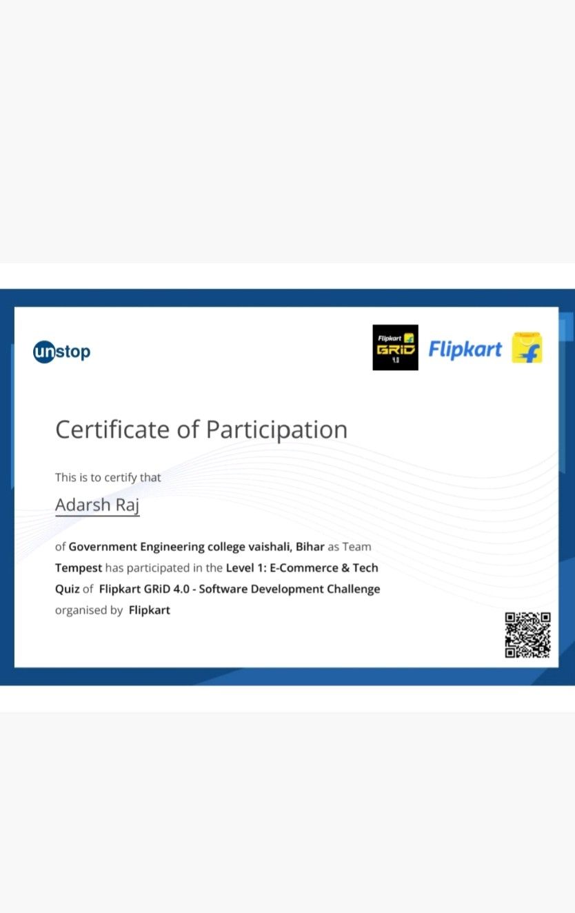 Adarsh Raj on LinkedIn: #unstop #flipkart Adarsh Raj on LinkedIn: #unstop #flipkart