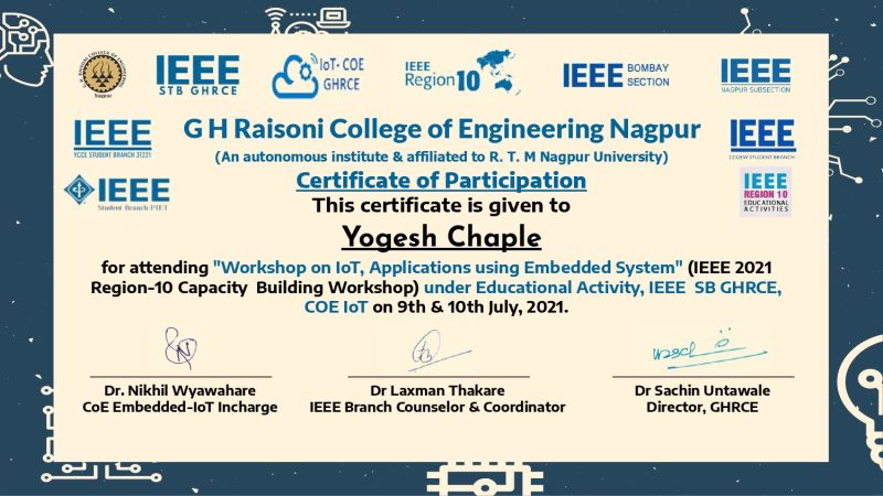 Yogesh Chafle on LinkedIn: #ghrce #ieee #iot Yogesh Chafle on LinkedIn: #ghrce #ieee #iot