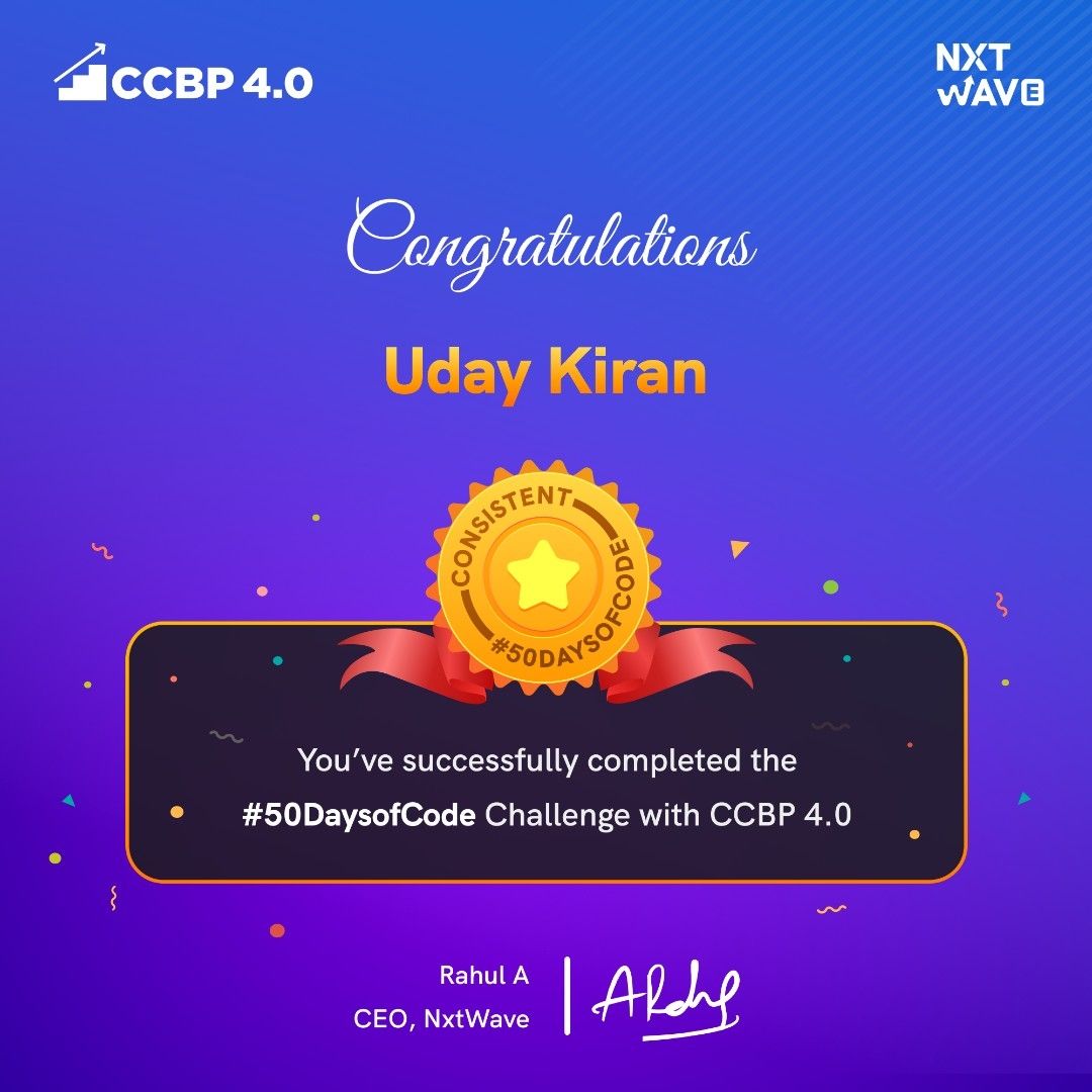 Uday Kiran Eatty on LinkedIn: #nxtwave #ccbp #nxtwave #ccbp # ... Uday Kiran Eatty on LinkedIn: #nxtwave #ccbp #nxtwave #ccbp # ...