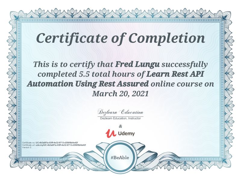 Fred Lungu on LinkedIn: Just completed REST API Automation using Rest ... Fred Lungu on LinkedIn: Just completed REST API Automation using Rest ...