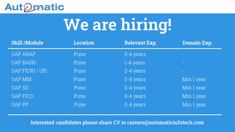 Atul Zambare on LinkedIn: #hiring #sap | 184 comments Atul Zambare on LinkedIn: #hiring #sap | 184 comments