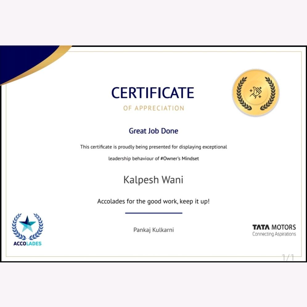 Kalpesh Wani on LinkedIn: Recognition brings Motivation! Kalpesh Wani on LinkedIn: Recognition brings Motivation!