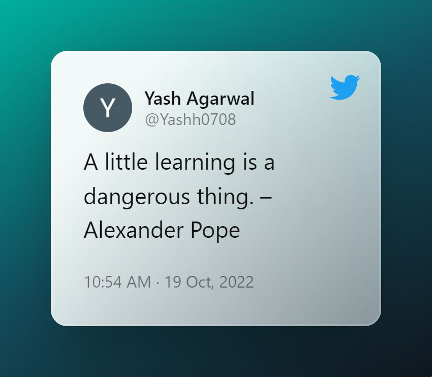 Yash Agarwal on LinkedIn: A little learning is a dangerous thing ... Yash Agarwal on LinkedIn: A little learning is a dangerous thing ...