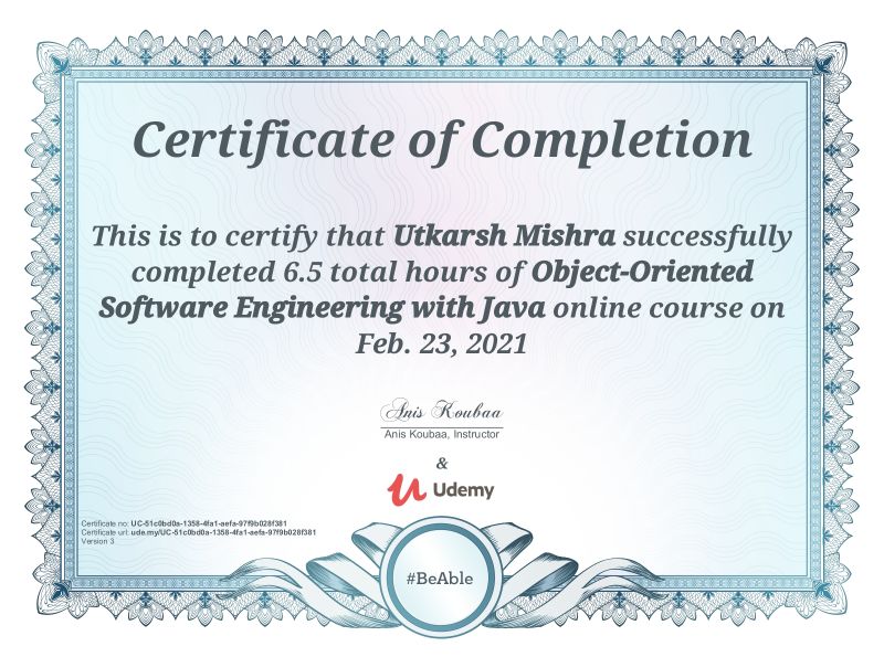 Utkarsh Mishra on LinkedIn: #udemy #udemycertification #java # ... Utkarsh Mishra on LinkedIn: #udemy #udemycertification #java # ...