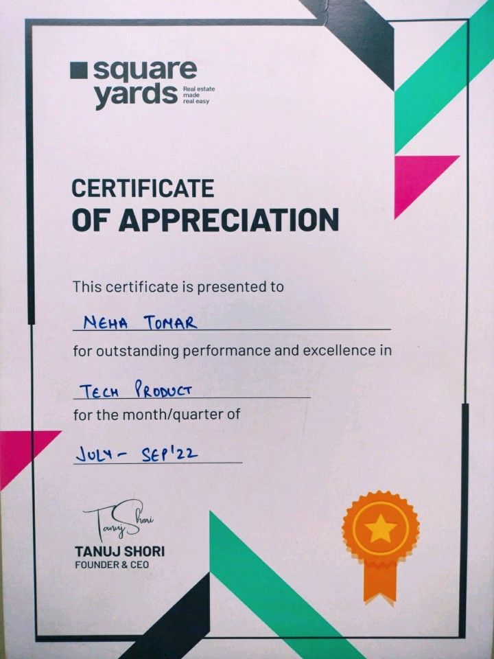 Neha Tomar on LinkedIn: #rnr #squareyards #appreciation #proudmoment ... Neha Tomar on LinkedIn: #rnr #squareyards #appreciation #proudmoment ...