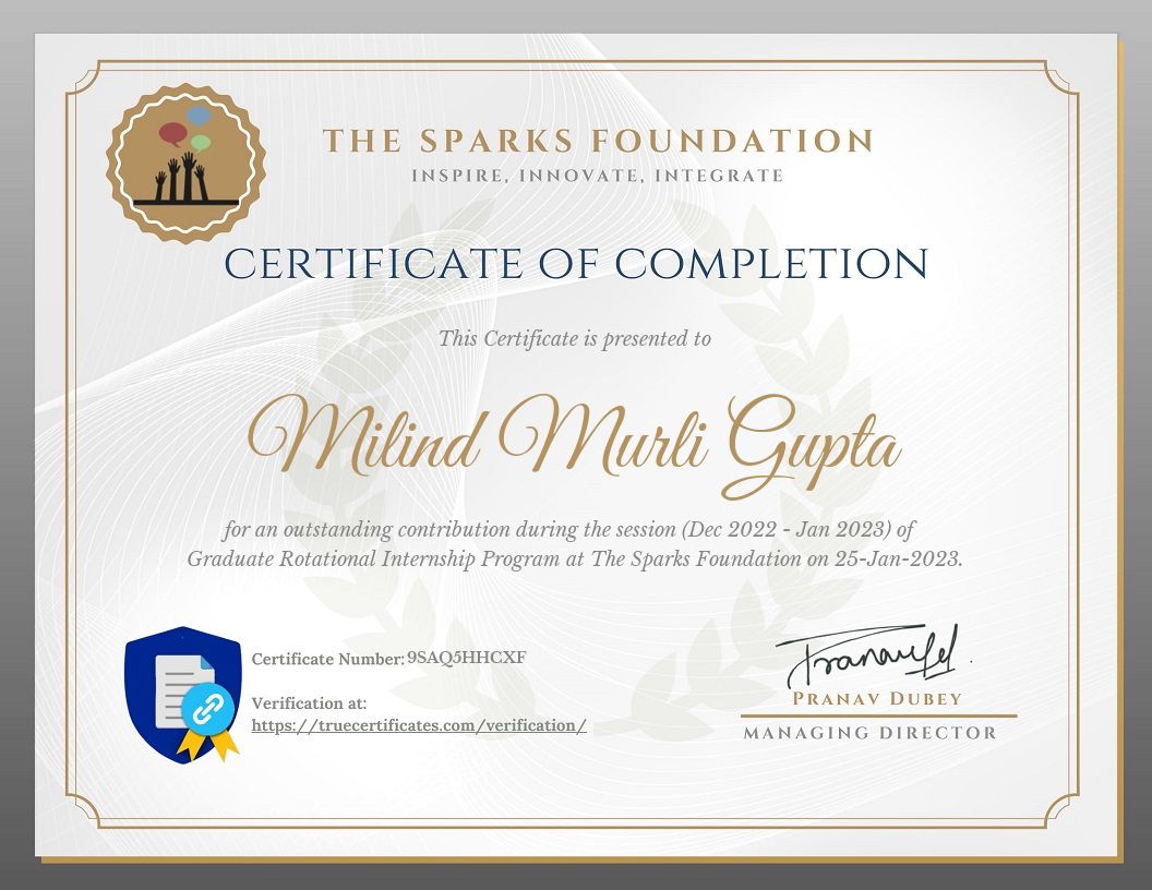 Milind Gupta on LinkedIn: #thesparksfoundation #gripjan23 # ... Milind Gupta on LinkedIn: #thesparksfoundation #gripjan23 # ...