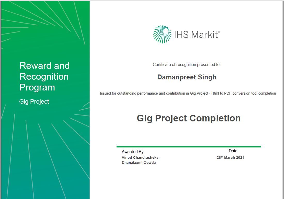 Damanpreet Singh on LinkedIn: #ihsmarkit #projectcompletion # ... Damanpreet Singh on LinkedIn: #ihsmarkit #projectcompletion # ...